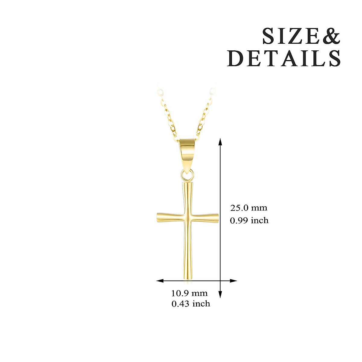 SISGEM Solid 18k Gold Cross Pendant Necklace for Women, Real 18 Carat Gold Religious Jewelry Gifts for Her, 18 inch