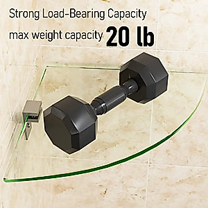 Bakzon 2-Pack Glass Corner Shower Shelves, Shower Wall Shelves for Inside Shower, Drill Free Shower Caddy Organizer with Aluminum Brackets for Bathroom