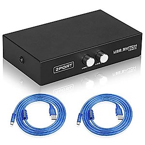 EEEKit Bundle for Printer Switch,2 Port USB 2.0 Manual Printer Scanner Sharing Switch Hub 2 PC to 1 Splitter Adapter,2 Pack USB A to B Printer Cable