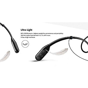 EXFIT BCS-150 | Wireless Bluetooth Headphones Neckbands with Clear Calls, Powerful Bass, Noise Reduction for Home Office, Video Conference (Black)