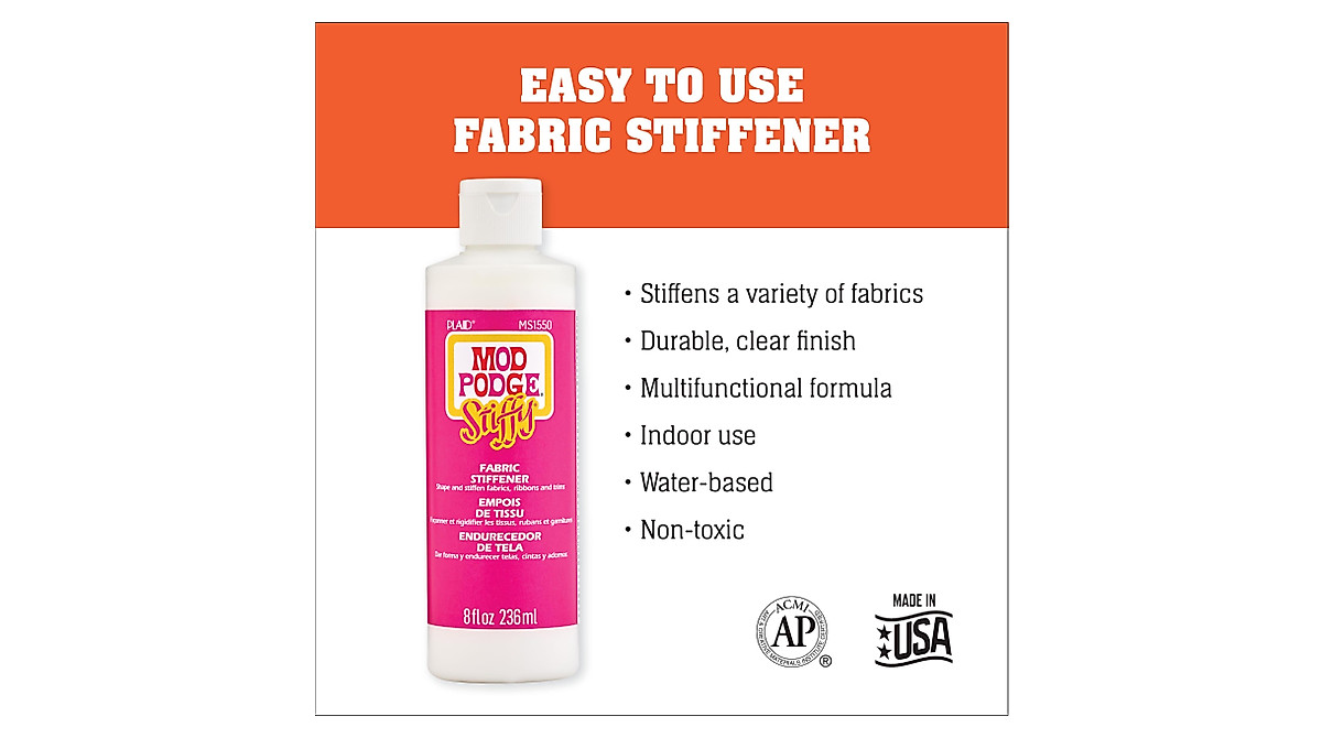 Mod Podge Plaid Stiffy Fabric Stiffener - 8oz for Craft Projects