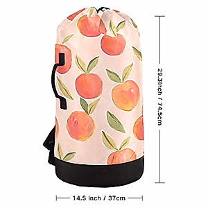 Pink Peach Laundry Backpack Large Heavy Duty Laundry Bag for College Students Laundry bag with Shoulder Straps Washable for Camp Traveling Waterproof