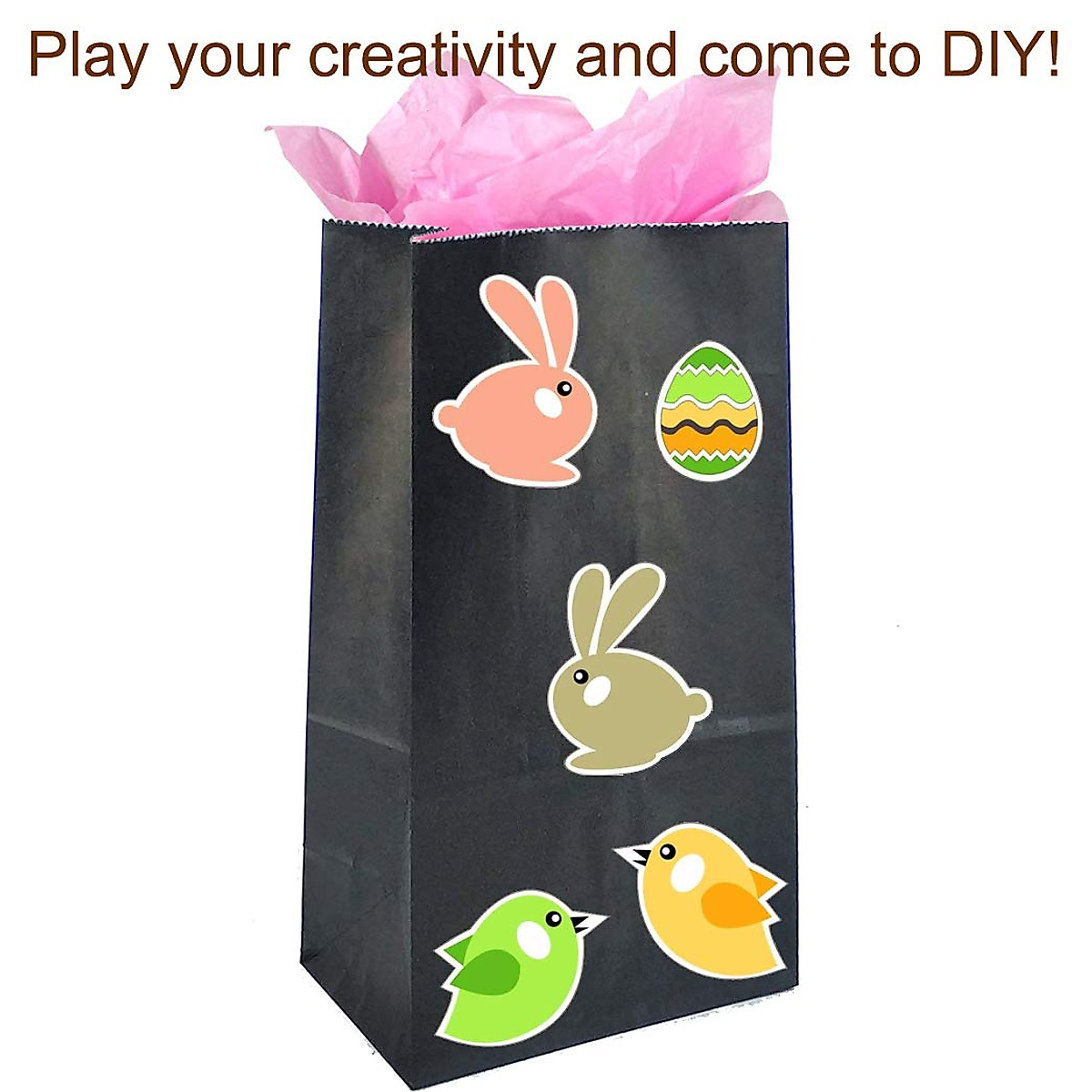 KEYYOOMY Small Paper Bags 24 CT Black Printed Party Favor Bags for Wedding Shower Kid's Birthday Party(9.4x 5.1x 3.1 in)