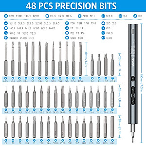 AMIR 62 In 1 Automatic Screwdriver, Mini Electric Precision Screwdriver Set, Power Small Cordless Torque Repair Tools With 48 Magnetic Bits, Led Light, USB Charge, Fix Phone Laptop Toys Watch Camera