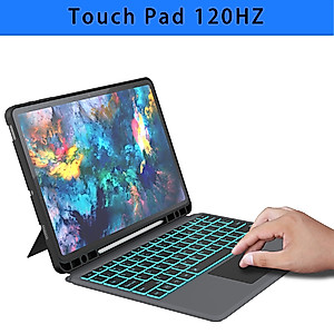 HEAPAO Galaxy Tab S7 FE/S7 Plus/S8 Plus Case with Detachable Keyboard - 7 Color Backlit, Smart Touchpad, Multi-Angle Stands - Keyboard Cases for 12.4" Samsung Galaxy Tab S8+ 2022/S7 FE 2021/S7+ 2020