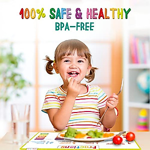 Merka Placemats for Kids, 5 Pack Educational Placemat, Non-Slip, Washable, Reusable, Learning Math - Addition, Subtraction, Multiplication and Division, 17"x11" Kids Placemats for Dining Table