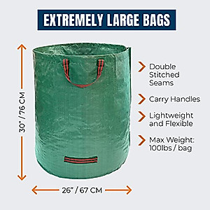 MEKKAPRO 3-Pack 72 Gallons Garden Bag - Reusable Yard Waste Bags, Lawn Pool Garden Waste Bag, Gardening Bags, Leaf Bag Lawn Bags