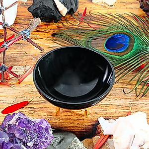 FASHIONZAADI Black Decorative Bowl - Wiccan Altar Supplies - Bowl Decor - Living Room Accessories - Reiki Gifts - Black Tourmaline Crystal - Good Luck - Home Decor Tray Dish