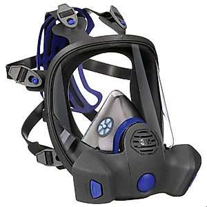 3M Secure Click Full Face Reusable Respirator with Large Lens, Speaking Diaphragm and Push Button Seal Check, FF-802, Painting, Sanding, Chemical Clean-up, Sawing, Medium