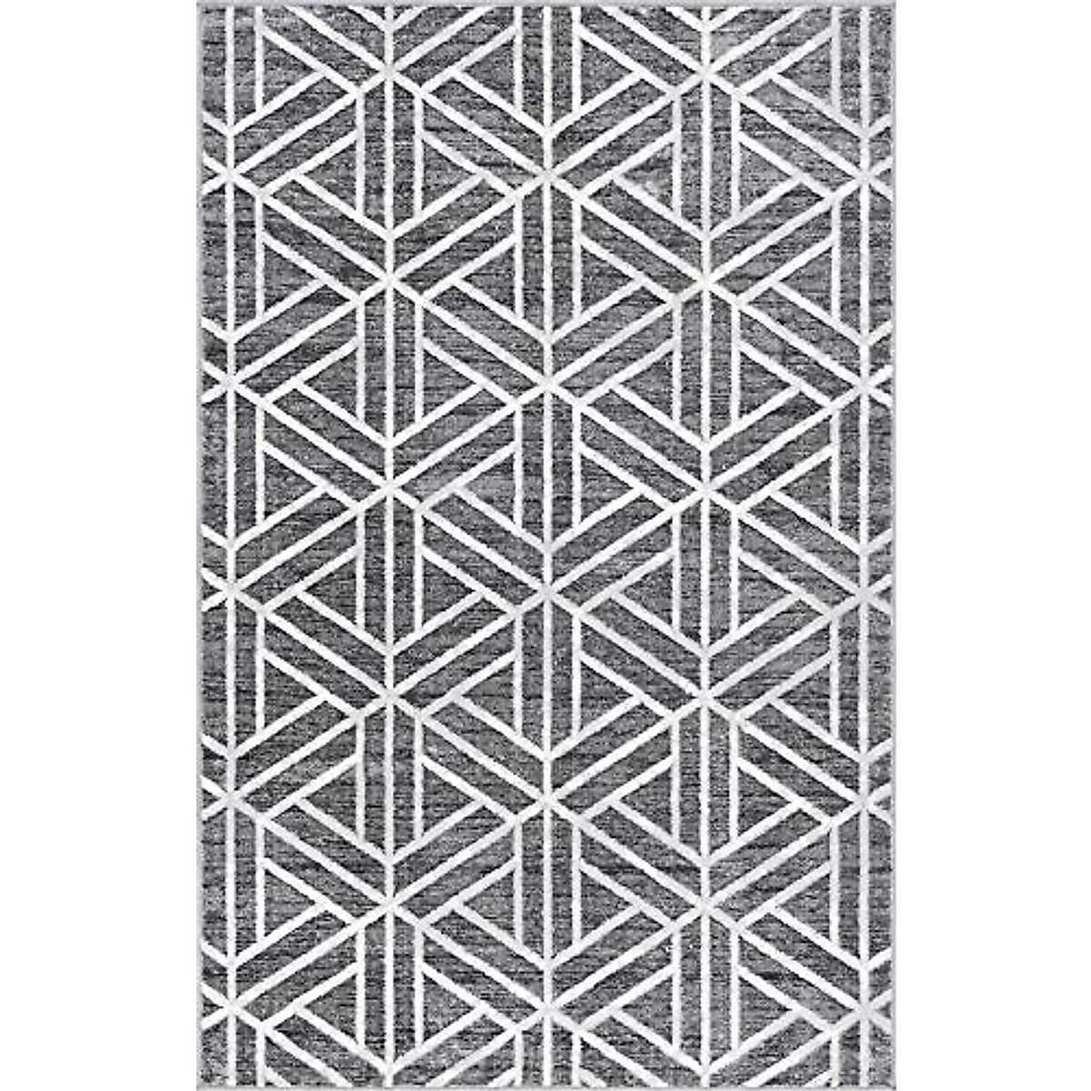 Rugs.com Lattice Trellis Collection Rug – 6' x 9' Gray Low-Pile Rug Perfect for Living Rooms, Large Dining Rooms, Open Floorplans
