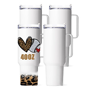 OFFNOVA 40oz Sublimation Tumblers with Handle, Stainless Steel Coffee Tumbler Blank, Double Wall Vacuum Sublimation Travel Cups for Heat Press Printing