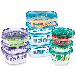 GladWare Matchware Food Storage Containers, 20 pc Value Pack Rainbow Kitchen Storage Containers | Glad Lock Tight Seal, BPA Free Lunch Containers, Glad Plastic Food Containers with Lids