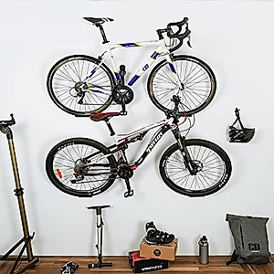 Venzo Bike Bicycle Cycling Pedal Wall Mount Indoor Storage Hanger Stand - Hook Rack Holder - with Tire Brackets - Great for Garage and Shed (1)
