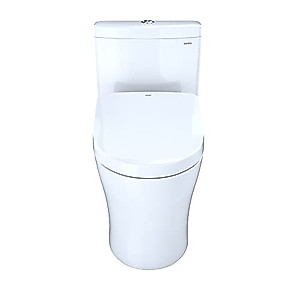 TOTO WASHLET+ Aquia IV Two-Piece Elongated Dual Flush 1.28 and 0.9 GPF Toilet with S500e Bidet Seat, Cotton White - MW4463046CEMFGN#01