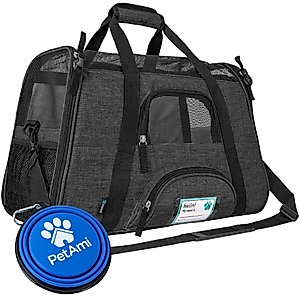 PetAmi Airline Approved Pet Carrier for Cat, Soft Sided Dog Carrier Small Dog, Cat Travel Supply Accessories Indoor Cat, Ventilated Pet Carrying Bag Medium Large Kitten Puppy, Small Heather Dark Gray