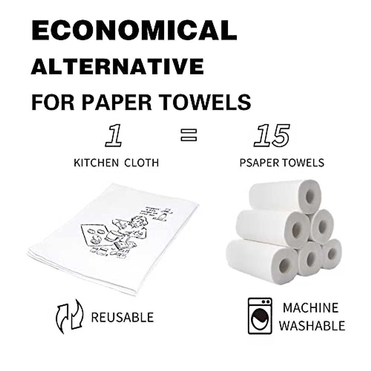 BOMBAXCEIBA Funny Kitchen Towels and Dishcloths Sets of 4,Gift for Mom, New Home Decorative Dish Towels for Women, Waffle Weave Tea Towels for Kitchen (17 x 25 Inches)