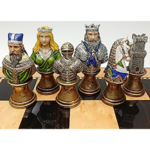 Medieval Times Crusades RED & Green Busts Set of Chess Men Pieces Hand Painted