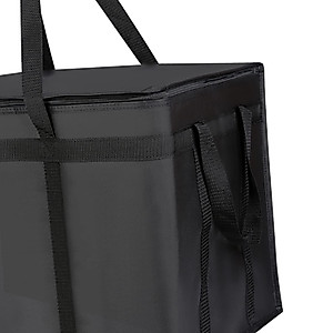 Food Delivery Bag, Insulated Reusable Grocery Bags | Ideal, Postmates, Restaurant, Catering, Grocery Transport | Dual Zipper (XXXL 2 Pack) 24 * 15 * 14inches Black
