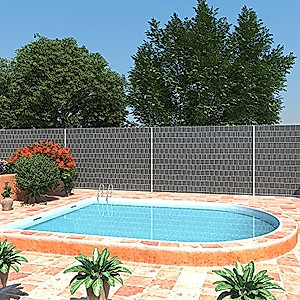 SONGMICS GPJ50GY PVC Privacy Screen Strips 50 m x 19 cm Extra Thick Opaque with 25 x Mounting Clips Anthracite, Charcoal