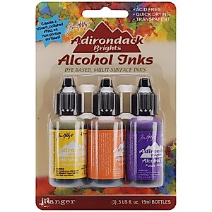 Adirondack Brights Alcohol Ink .5oz 3/Pkg-Summit View-Sunshine/Sunset/Pure Twilght