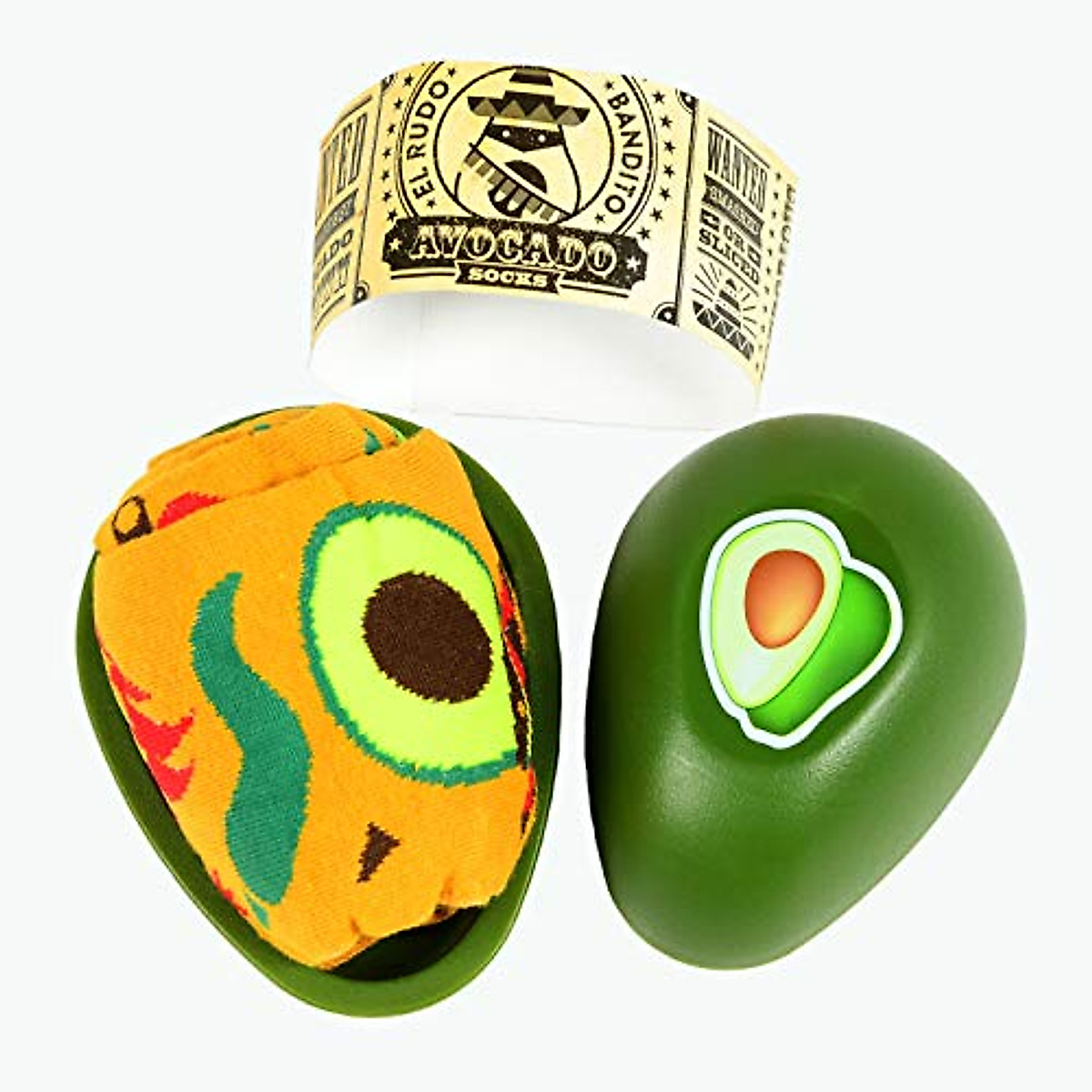 Clover Company Fun Novelty Sock - Avocado Saver - Gift for Teenage Girls, Boys, Men, Women - Birthday, Stocking Stuffer, Secret Santa, Cute Cool Fun Weird Stuff, Yellow, One Size