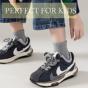 Marchare Boys Socks Kids Cushioned Crew Socks Girls Thick Cotton Athletic Running Socks White 6 Pack 7-10 Years