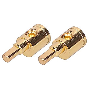 2Pcs 0Ga Wire Reducer,Power Wire Gauge Reducer Terminal Connector Pure Copper Gold Plated for Car O Amplifier Modification 0 Awg to 4 Awg Reducer