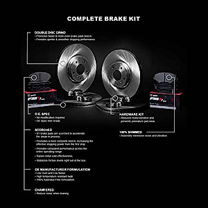 R1 Concepts Front Rear Brakes and Rotors Kit |Front Rear Brake Pads| Brake Rotors and Pads| Optimum OEp Brake Pads and Rotors |Hardware Kit|fits 2008-2012 Land Rover LR2