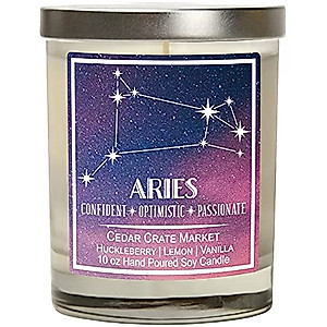 Aries Astrology Candle - Best Friends, Friendship Gifts for Women,  Men, Zodiac Birthday Gift for Aries Friends Female, Aries Lovers, Horoscope Candle, Pisces Constellation