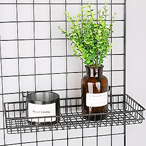 Kaforise Hanging Basket for Wire Wall Grid Panel, Multi-Function Wall Storage and Display Basket, Large Size, Black Painted