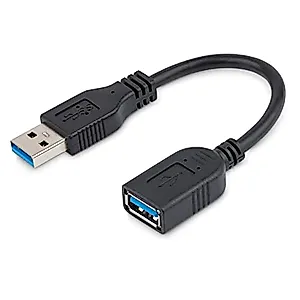 StarTech.com 6in Short USB 3.0 Extension Adapter Cable (USB-A Male to USB-A Female) - USB 3.1 Gen 1 (5Gbps) Port Saver Cable - Black (USB3EXT6INBK)