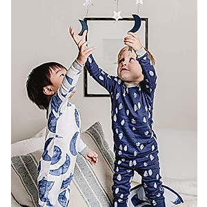 Burt's Bees Baby baby boys Pajamas, Zip-front Non-slip Footed Pjs, Organic Cotton and Toddler Sleepers, Indigo Hello Moon, 18 Months US