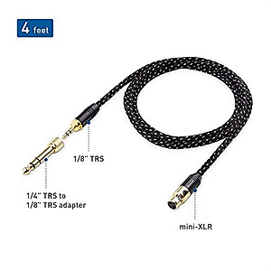 Cable Matters Premium Braided 3.5mm to Mini XLR Headphone Cable 4 ft - Compatible with Beyerdynamic DT 1770 Pro, DT 1990 Pro, AKG K240, K182, K175, K182, K245, K371, and Q701 Headphones
