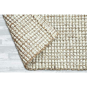 IRONGATE Wool and Jute Area Rug - Handwoven Reversible Textured Basketweave Accent Rug Carpet - Livingroom Bedroom Den Study Farmhouse Home Décor - Classic Modern Contemporary Gift - 3' x 5' - Natural