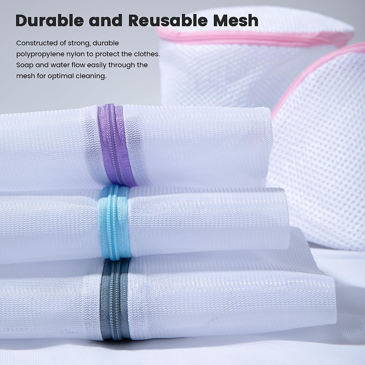 Set of 8 Mesh Laundry Bags Travel Storage Bag, Clothing Washing Bags for Laundry, Blouse, Bra, Hosiery, Stocking, Underwear, Lingerie Seamei