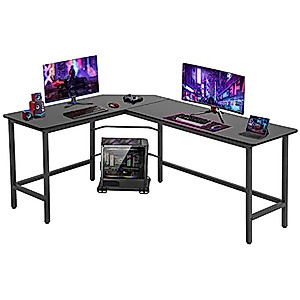 FDW Computer Desk L Shaped Gaming Desk Corner Office Desk PC Wood Home Large Work Space Study Desk Workstation (Black)