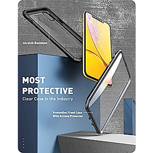 i-Blason Ares Case for iPhone XR 2018, Full-Body Rugged Clear Bumper Case with Built-in Screen Protector (Black)