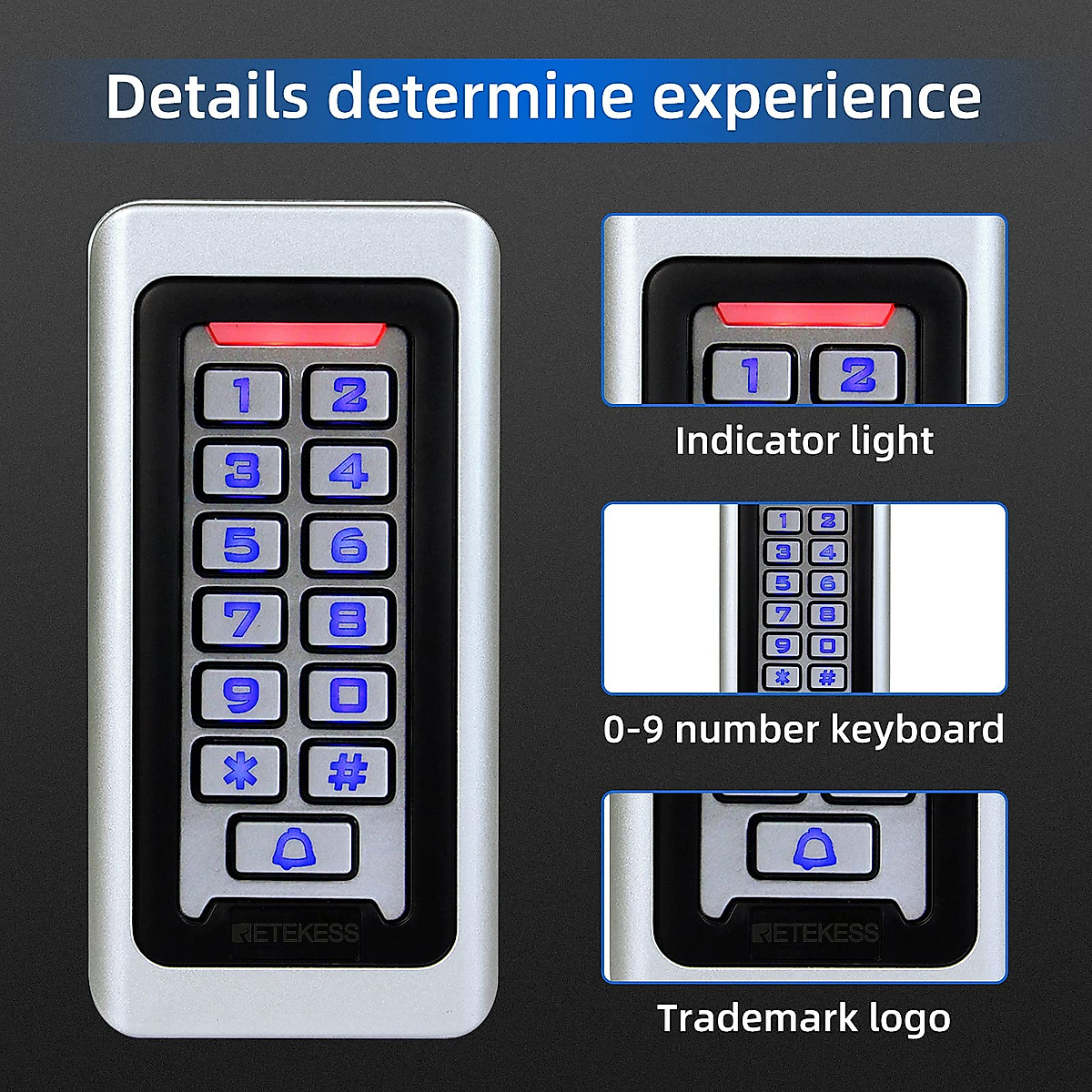 Retekess T-AC03 Security Access Control Keypad,RFID Keypad,Door Access Control,Stand-Alone Keypad,2000 Users,Wiegand 26-bit,Support Proximity RFID Card