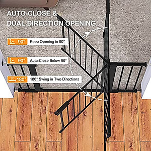Papacare 36" Extra Tall Baby Gate for Stairs Doorways, Fits Openings of 29.5" to 48.8" Wide, Auto Close Extra Wide Baby and Pet Gate for Doorways and Stairways,Pressure Mounted Dog Gates, Black