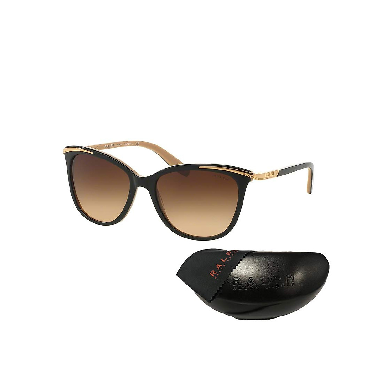 Ralph Lauren RA5203 109013 54M Black Nude/Brown Gradient Cateye Sunglasses For Women + BUNDLE with Designer iWear Eyewear Kit
