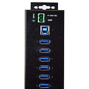 StarTech.com 10-Port USB 3.0 Hub with Power Adapter - Metal Industrial USB-A Hub with ESD & 350W Surge Protection - Din/Wall/Desk Mountable - High Speed USB 3.0 (5Gbps) - (5Gbps) Hub, TAA