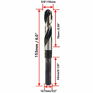 Rannb 5/8"/16mm Twist Drill Bit HSS Reduced Shank Drill Bit