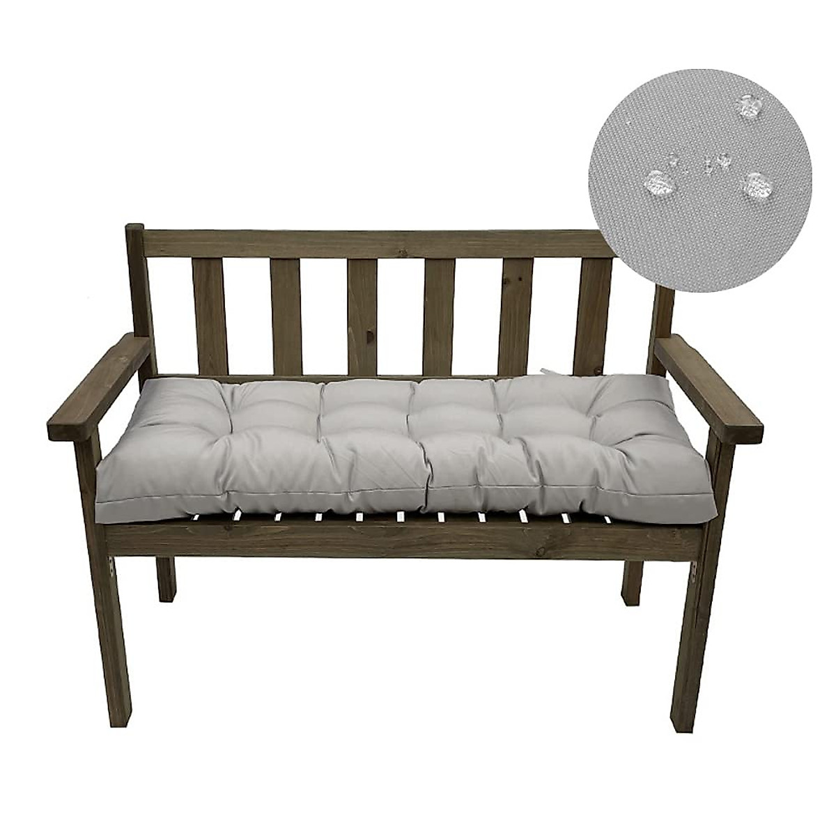 SEAHOME Waterproof Indoor/Outdoor Garden Bench Seat Cushions,Tufted Loveseat Cushion for Patio Furniture,Swing, Wicker, Garden Bench, Indoor, Shoe Storage, Window (51.1 X 19.6 Inch, Light Grey)