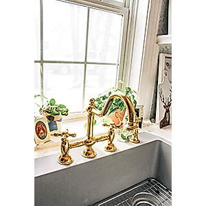 Kingston Brass KS3792AXBS Restoration Bridge Kitchen Faucet, 9", Polished Brass