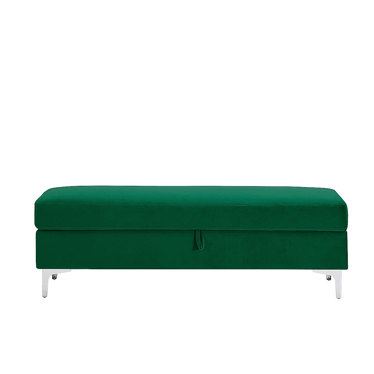 CITYLIGHT Ottoman with Storage for Bedroom, Storage Ottoman Bench Modern Velvet Upholstered Bench Metal Legs for Living Room, Entryway, or Bedroom, Holds Up to 500 Pounds (Green)