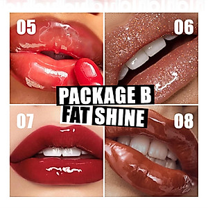 MAEPEOR Lip Gloss Set 4 Colors Ultra-Hydrating Moisturizing Glossy Lipgloss Kit Non-Sticky Long Lasting Nourishing Lip Oil with Big Brush Head （Color 0401 (Color M0402)