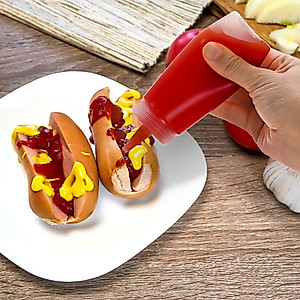 Fasmov Squeeze Bottle, 40 Pack 4-ounce Plastic Condiment Squeeze Squirt Bottles, Plastic Squeeze Bottles with Blue Tip Cap for Ketchup, Sauces, Salad Dressings, Crafts and More