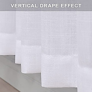 White Linen Curtains 108 Inches Long for Living Room 2 Panels Set Back Tab Drapes Semi Sheer Cotton Textured High Ceiling to Floor Curtains for Patio Stunning Bohemian Urban Industrial Farmhouse 9 FT