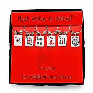 Wine Things 6-Piece Wine Glass Markers Wine Glass Charms Wine Glass Tags for Stem Glasses Wine Tasting Party, Wine Charm (Mah Jongg)