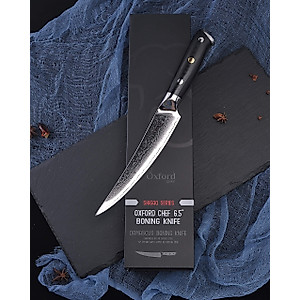 Oxford CHEF Boning (Fillet) Knife 6.5 inch Best Damascus- Japanese- VG10 Super Steel 67 Layer High Carbon Stainless Steel-Razor Sharp, Stain & Corrosion Resistant, Awesome Edge Retention